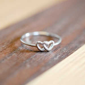 Hearts Ring, Sterling Silver Rings for Women, Double Heart, Stacking ...