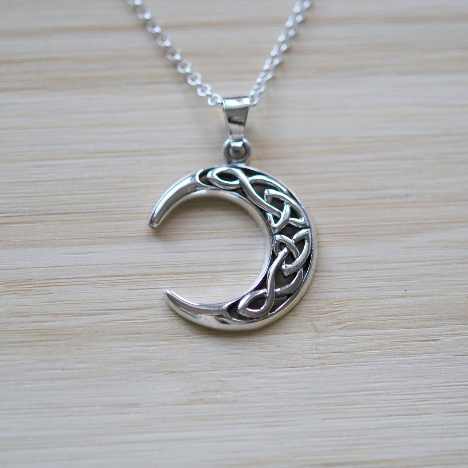 Celtic Moon Necklace Sterling Silver Crescent Moon Celtic - Etsy Canada