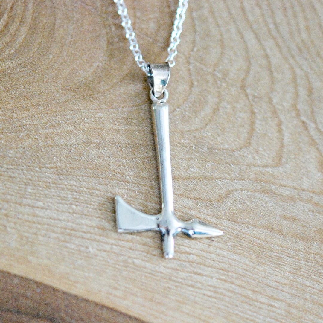 Axe Necklace Sterling Silver Axe Pendant Battle Ax Weapon - Etsy