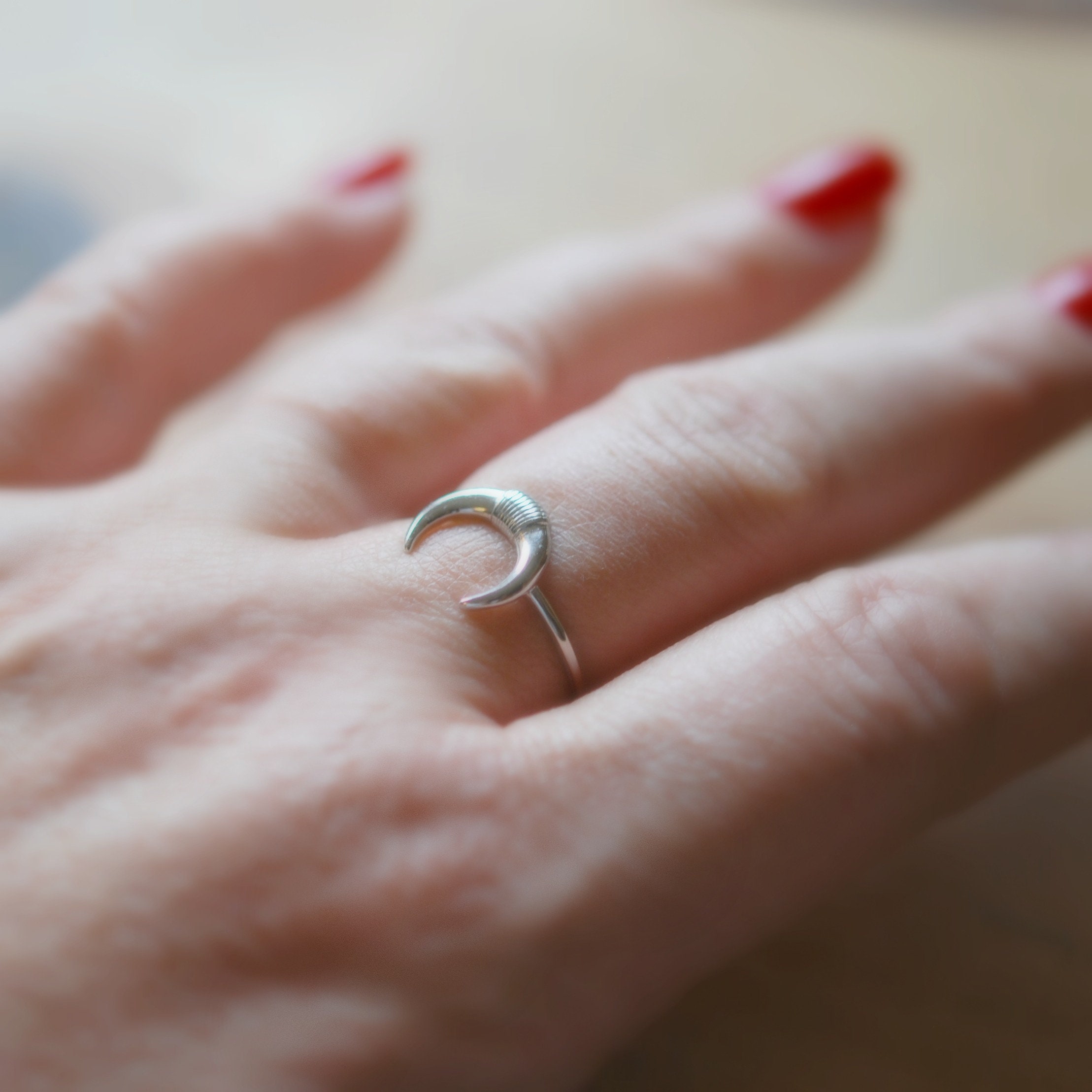 Silver Moon Ring 925 Sterling Silver Ring Crescent Moon - Etsy Denmark