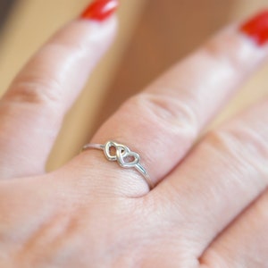 Hearts Ring, Sterling Silver Rings for Women, Double Heart, Stacking ...