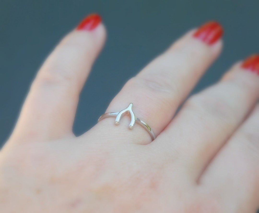 Sterling Silver Wishbone Ring, Silver Stacking Ring, Make a Wish, Good ...