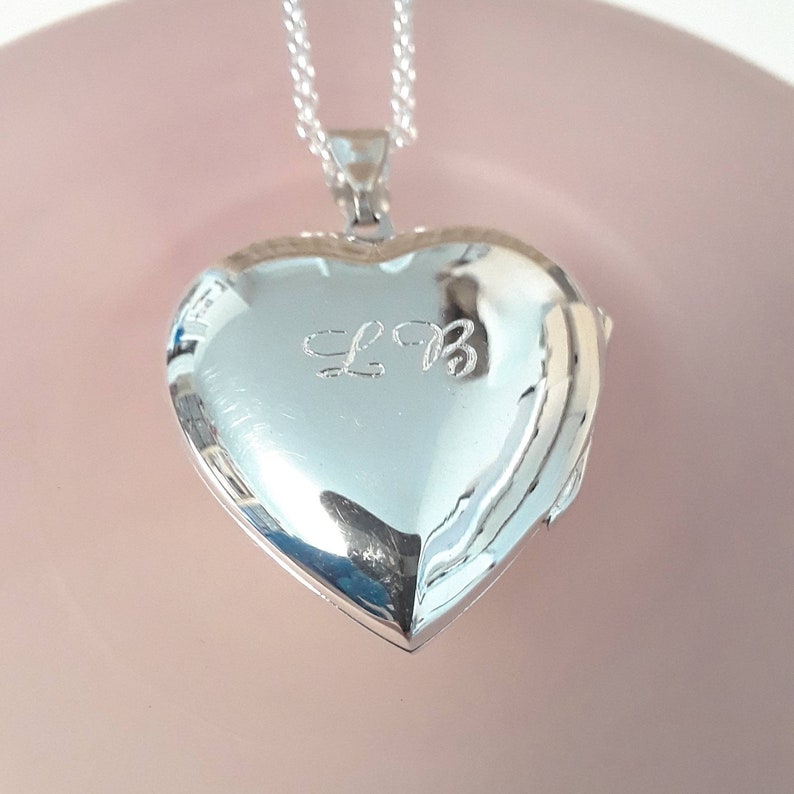 Sterling Silver Heart Locket Necklace Engraved Locket Large - Etsy