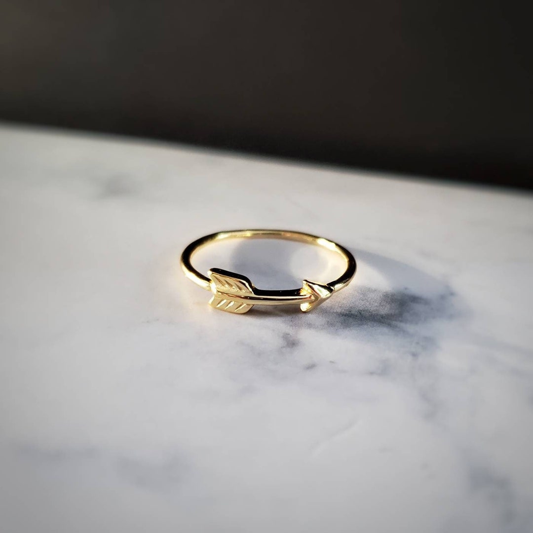 Gold Arrow Ring, Stacking Rings for Women, Follow Your Arrow, Gold Ring ...