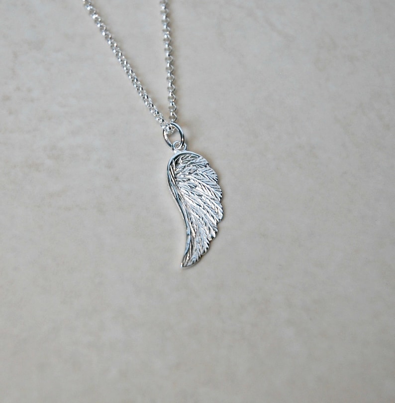 Sterling Silver Angel Wing Necklace Silver Wing Pendant - Etsy