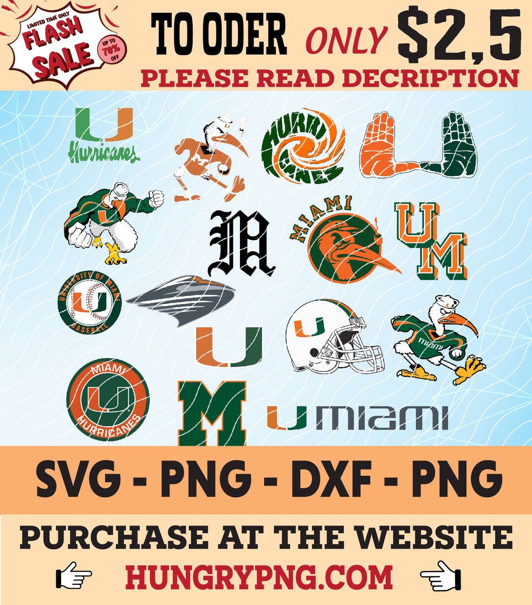 Miami-hurricanes Football Team Svg Miami-hurricanes Svg Logo - Etsy