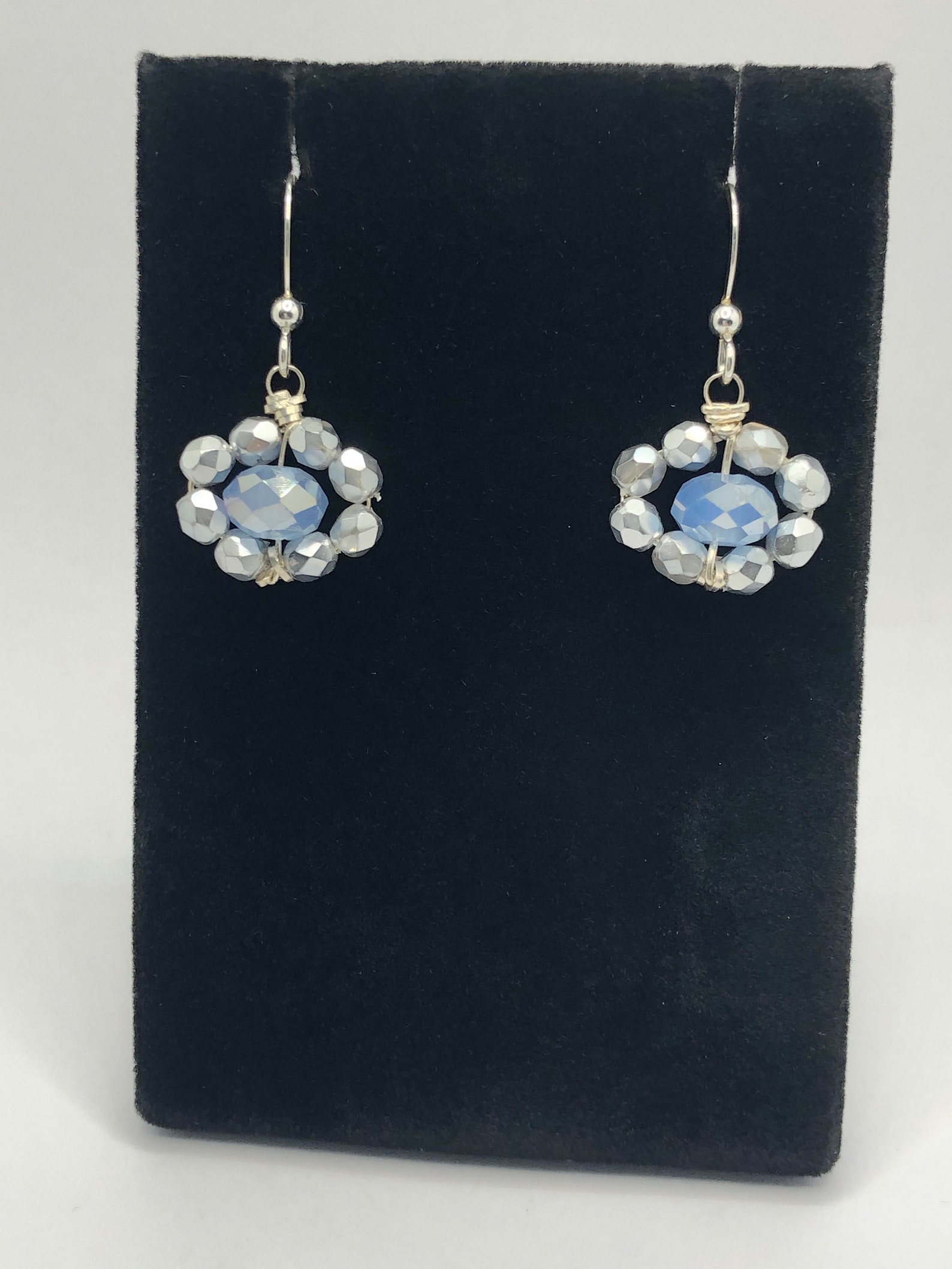Dainty Sterling Silver Blue Crystal Dangle Drop Earrings - Etsy