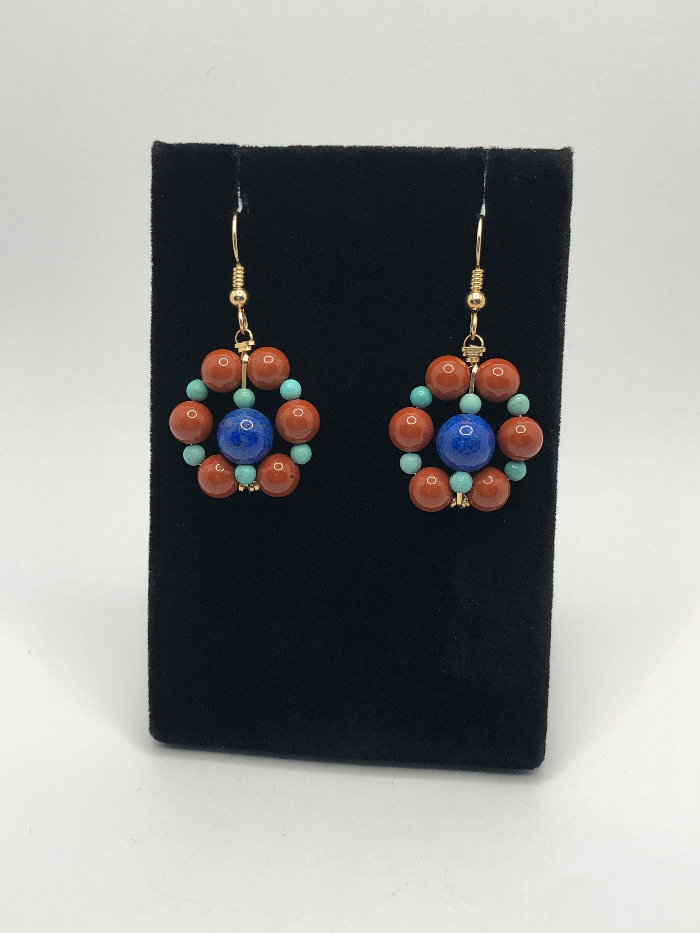 Gold Geometric Jasper Lapis Turquoise Dangle Boho Gemstone - Etsy