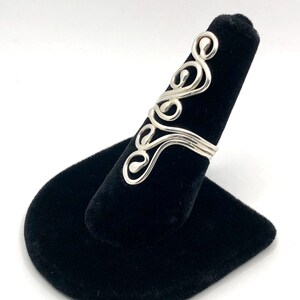 Sterling Silver Ring Long Finger Ring Silver Scroll Ring - Etsy