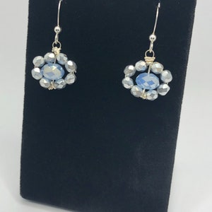 Dainty Sterling Silver Blue Crystal Dangle Drop Earrings - Etsy