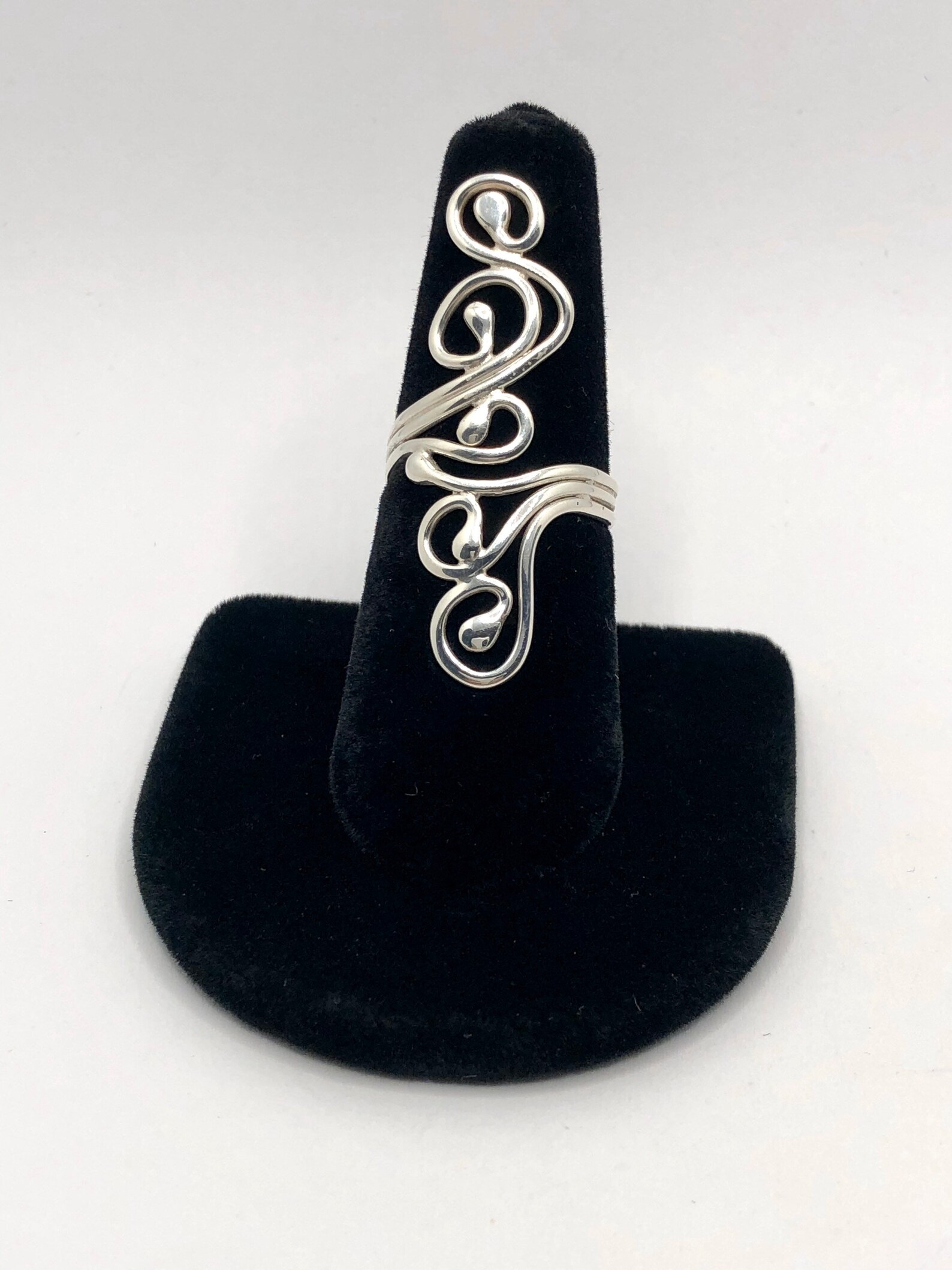 Sterling Silver Ring Long Finger Ring Silver Scroll Ring - Etsy