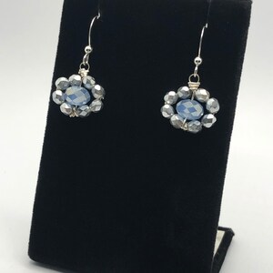 Dainty Sterling Silver Blue Crystal Dangle Drop Earrings - Etsy