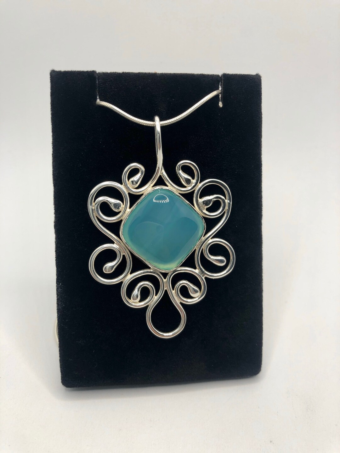 Silver Pendant Necklace Blue Stone, Blue Silver Pendant Necklace ...