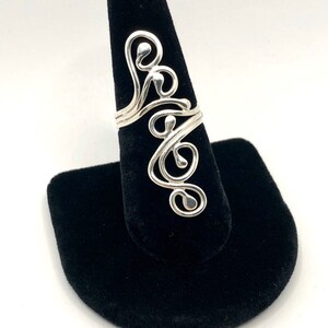 Sterling Silver Ring Long Finger Ring Silver Scroll Ring - Etsy