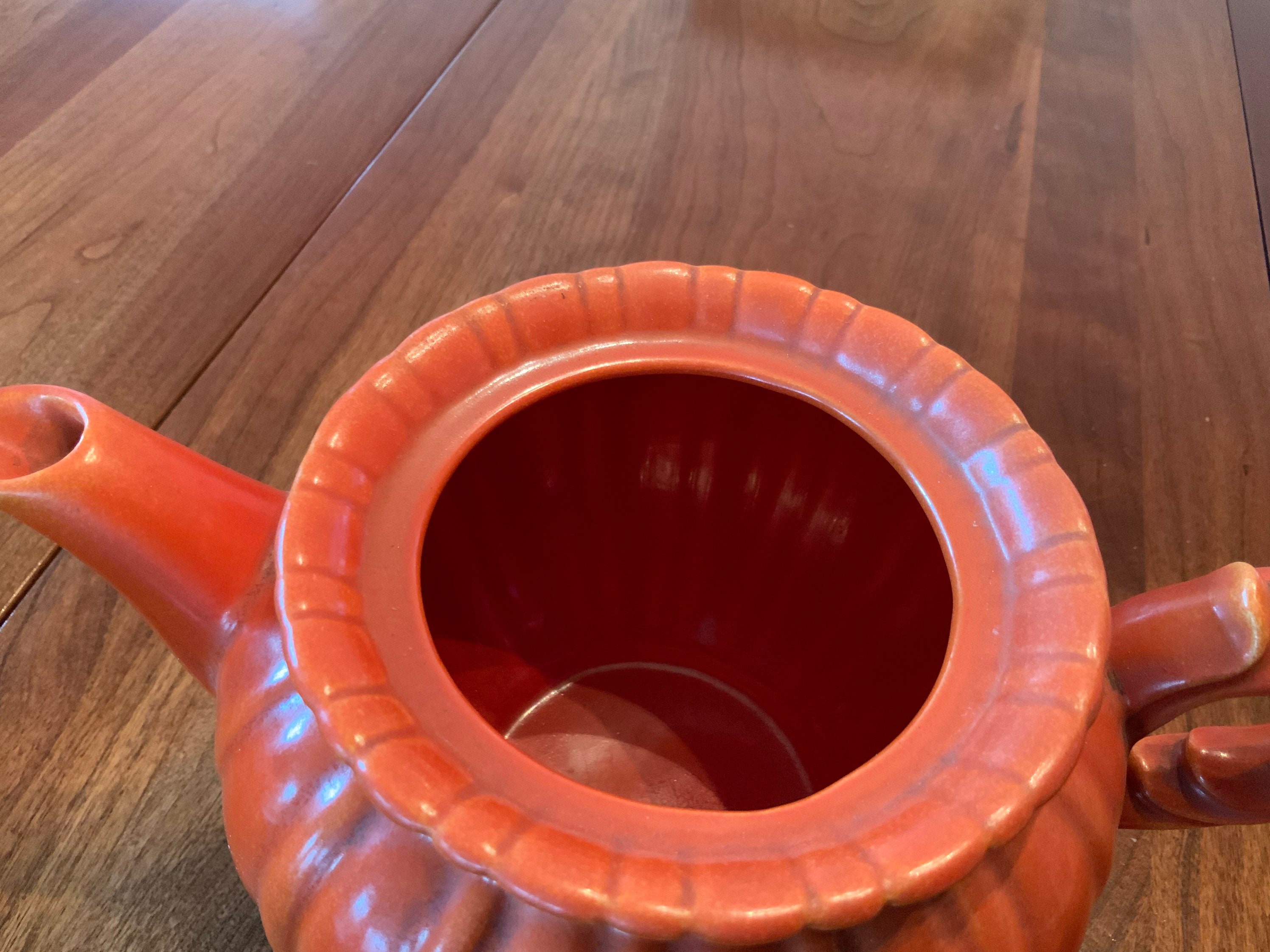 STANGL Colonial Tangerine Orange Teapot Vintage Pottery Teapot 7 Inches ...