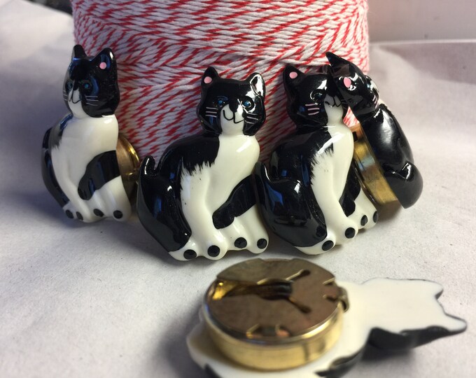 Six Black and White Cat Button Covers Kitty Vintage Cat Lover - Etsy