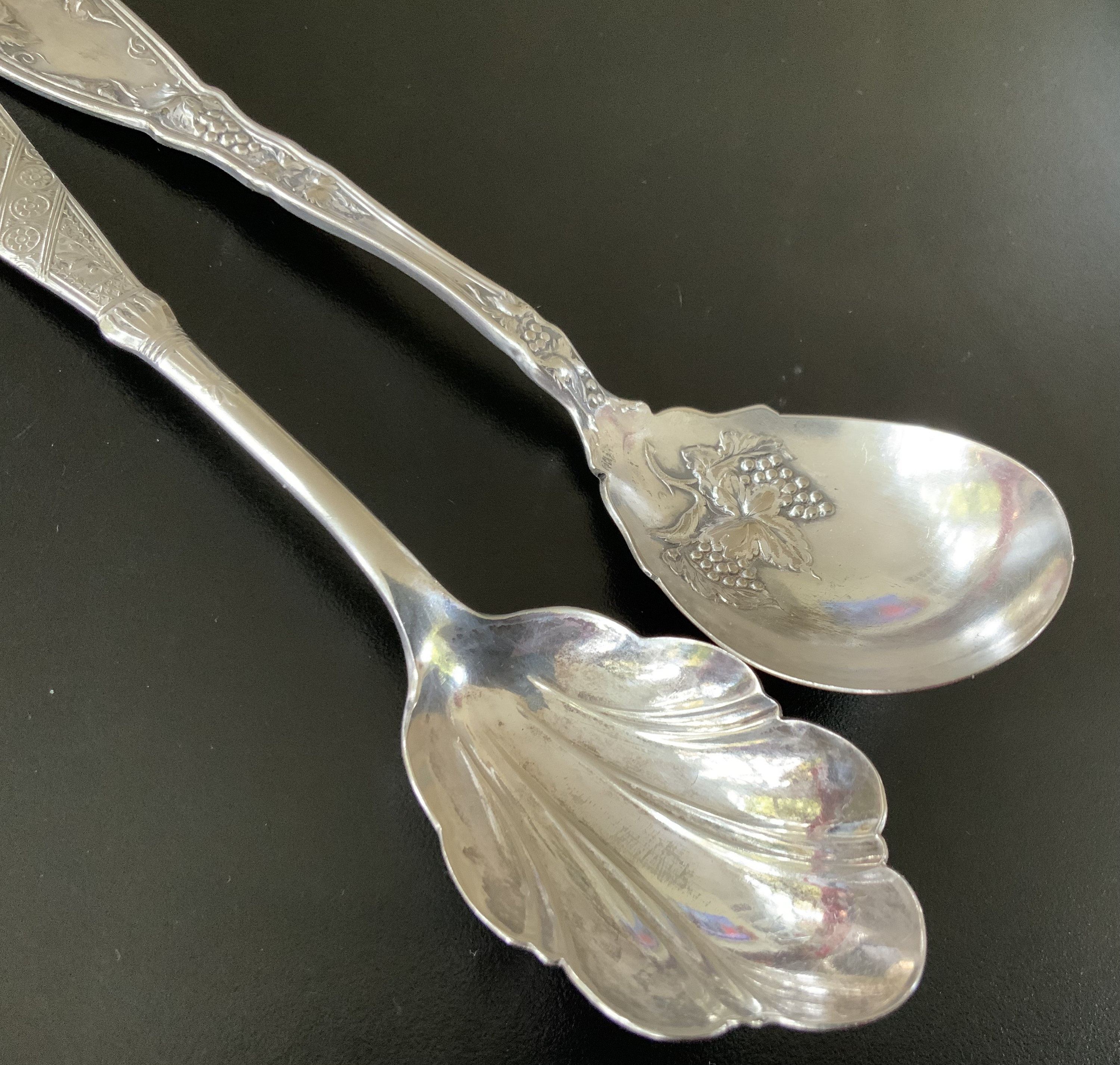 Two Vintage Victorian Ornate Sugar Shells or Small Serving Spoons ...