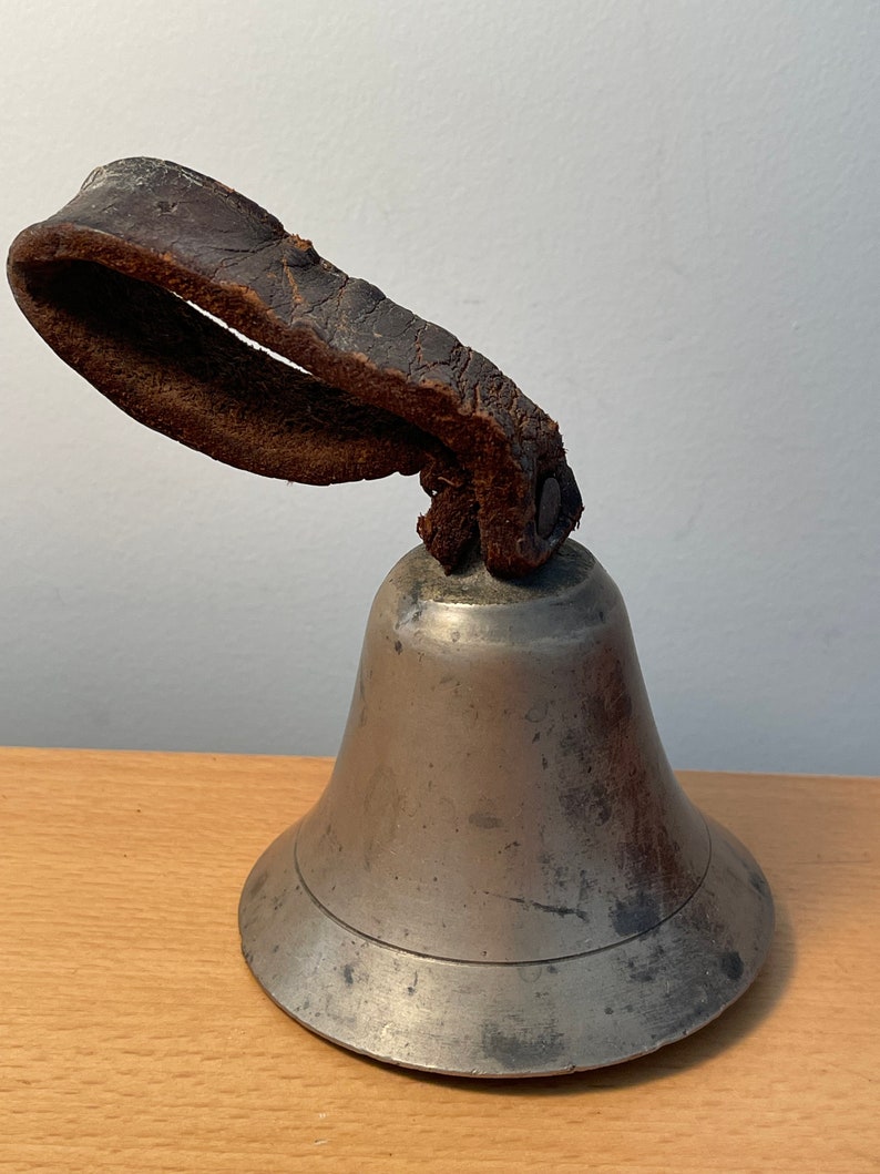 Antique Hand-held Brass or Bronze Bell With Leather Strap for ...