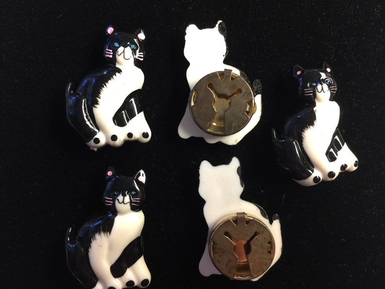 Six Black and White Cat Button Covers Kitty Vintage Cat Lover | Etsy
