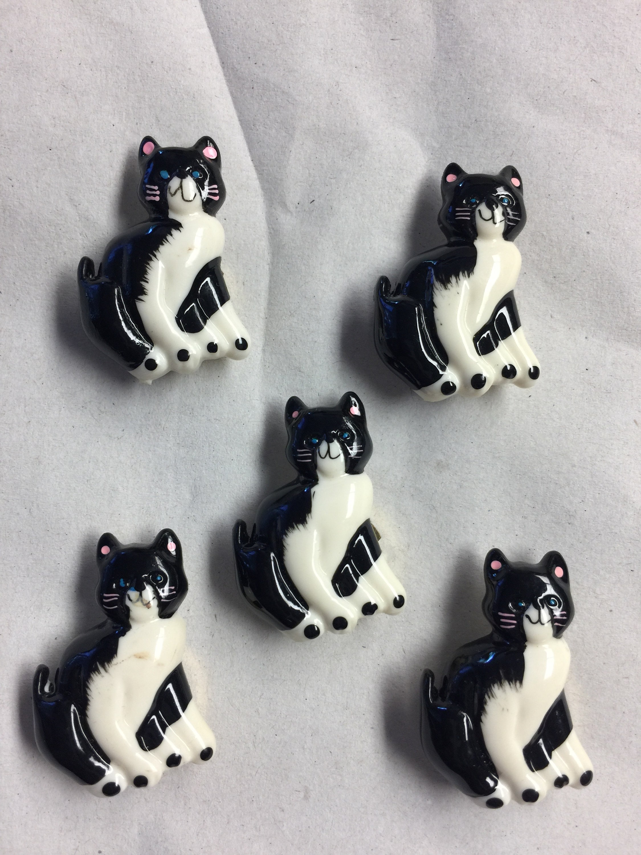 Six Black and White Cat Button Covers Kitty Vintage Cat Lover - Etsy