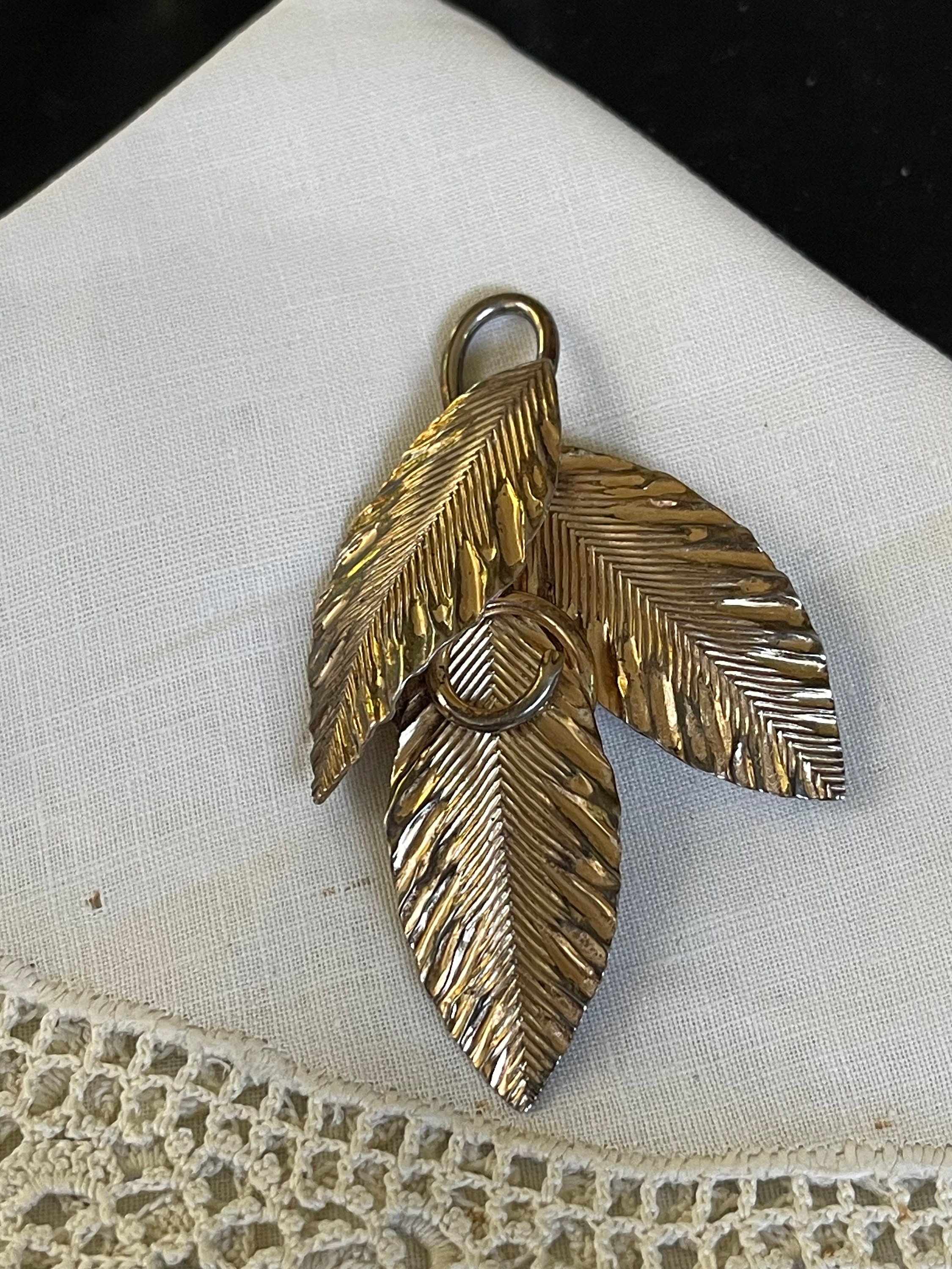 Unusual Vintage 1980s NAPIER Sterling Vermeil Gold Tone Leaf Pendant - Etsy