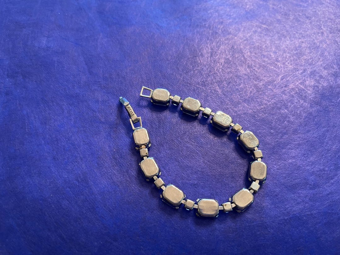 Very Vintage WEISS Silver Tone and Prong-set Bracelet 7 Inches in ...