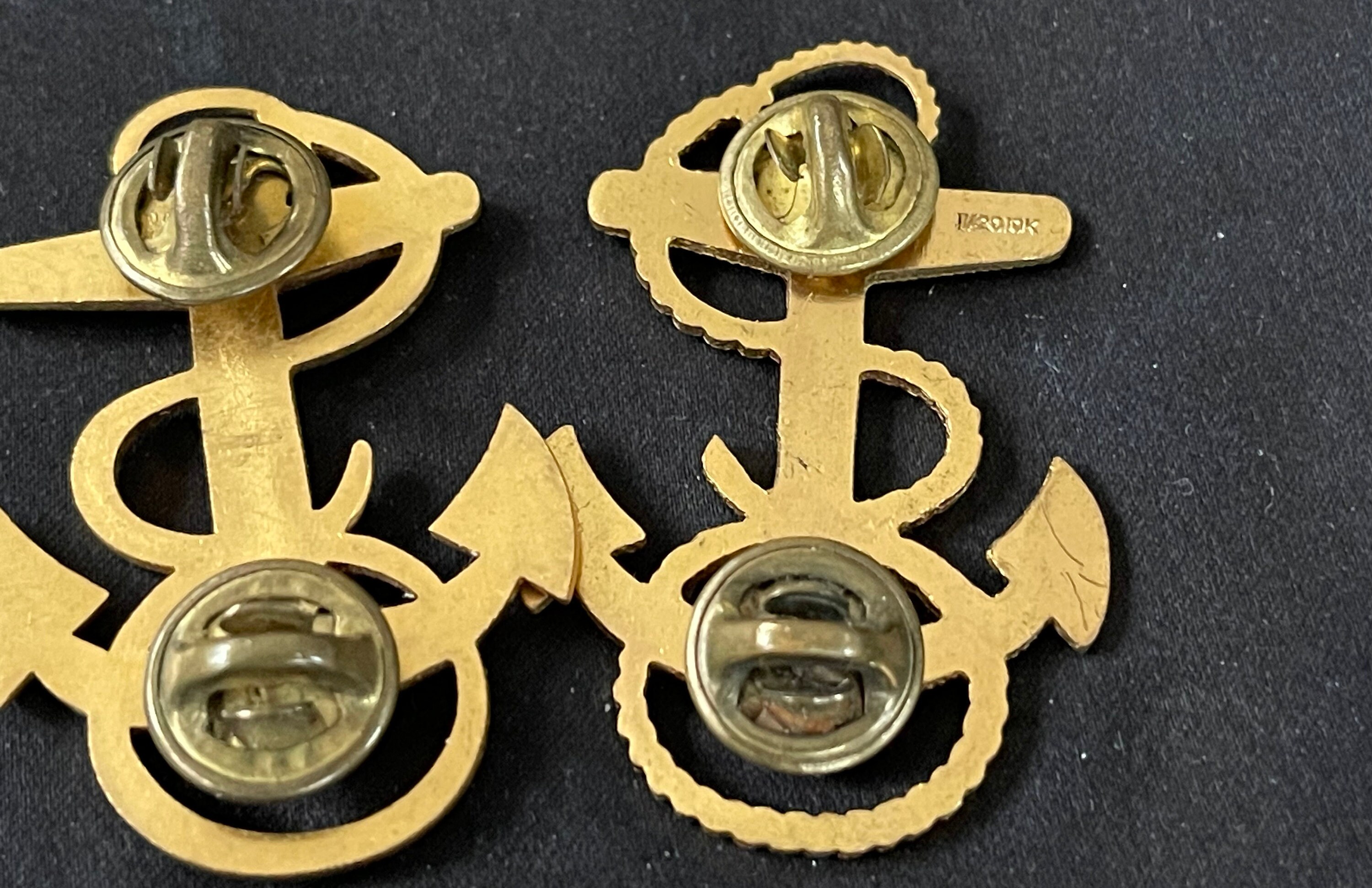 Anchor Pins USN Navy Two-inch 10K Gold Filled Anchor Pins or Badges for ...