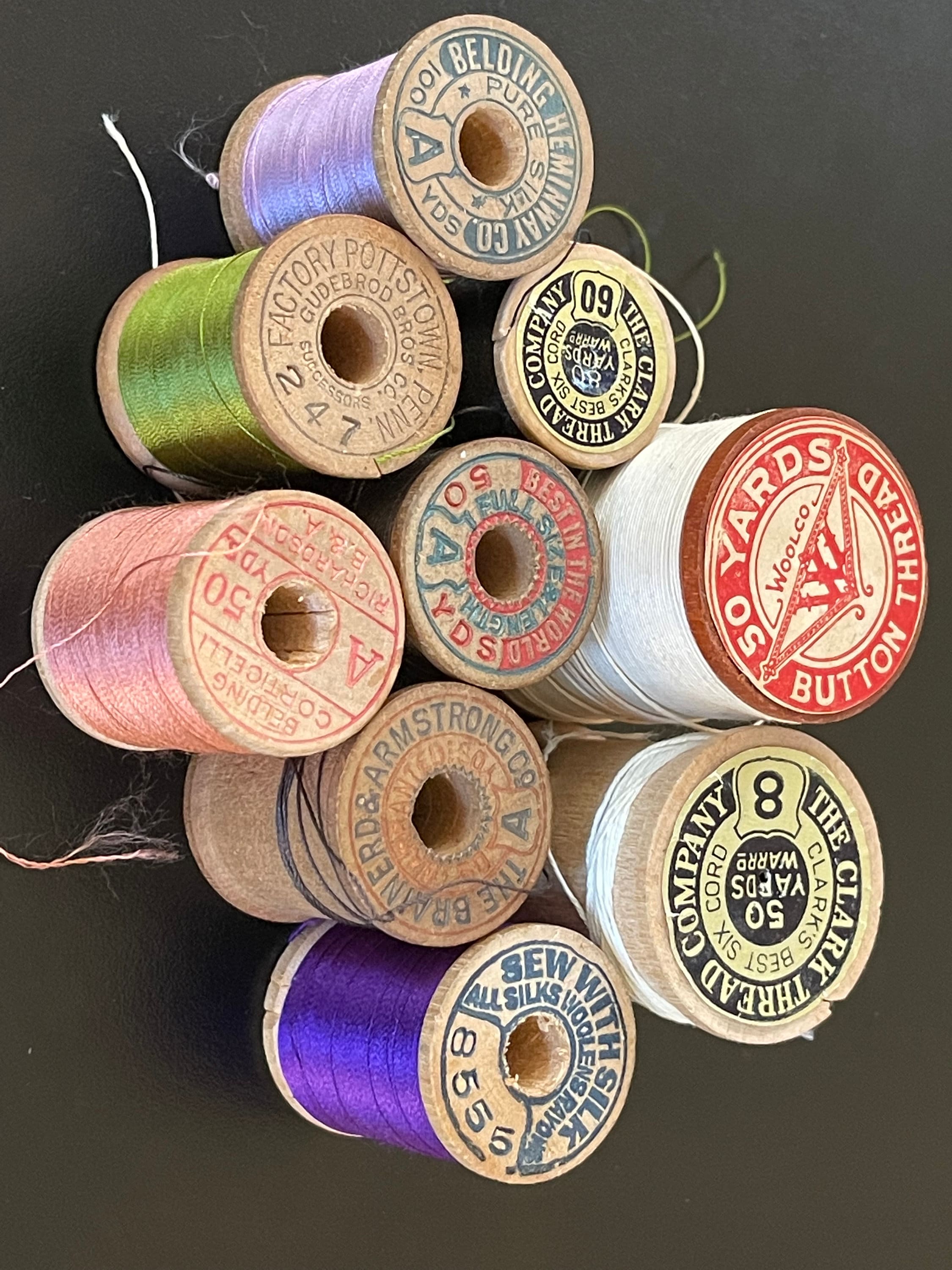 9 Vintage and Antique Wooden Cotton Spools Belding - Etsy