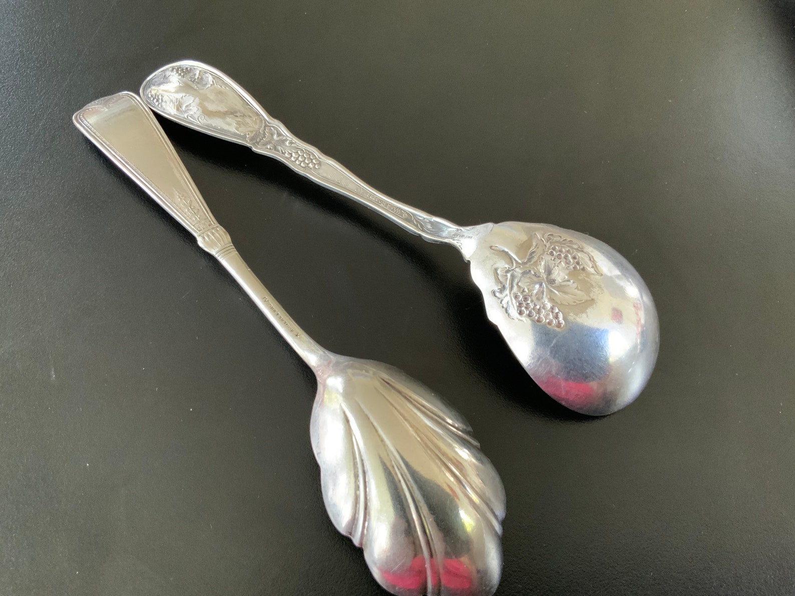 Two Vintage Victorian Ornate Sugar Shells or Small Serving Spoons ...