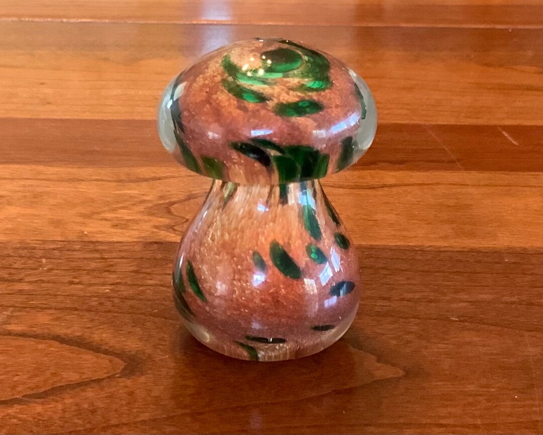 Vintage Art Glass Mushroom Paperweight, Artist Signed, 1970s or 1980s ...