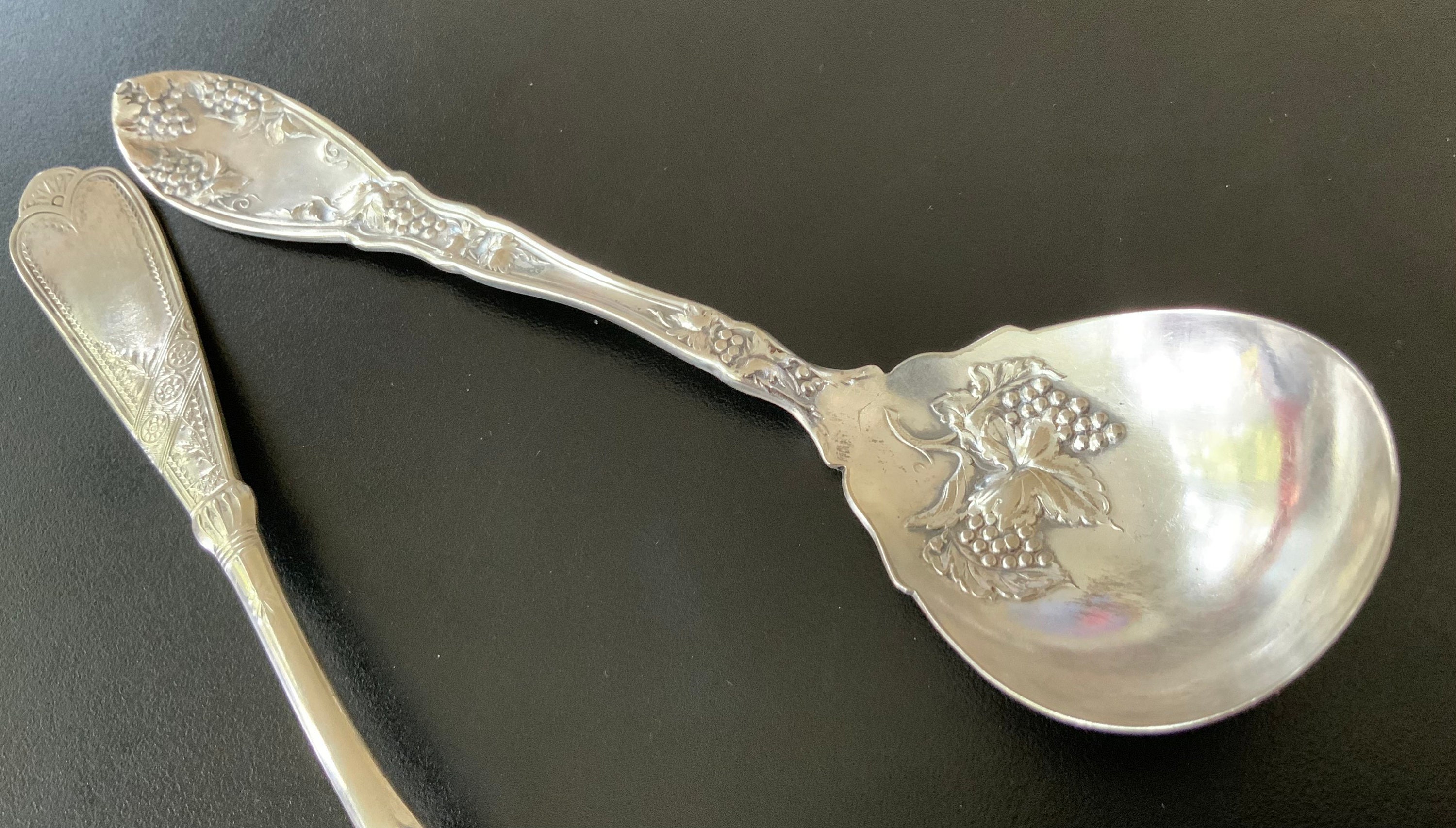 Two Vintage Victorian Ornate Sugar Shells or Small Serving Spoons ...