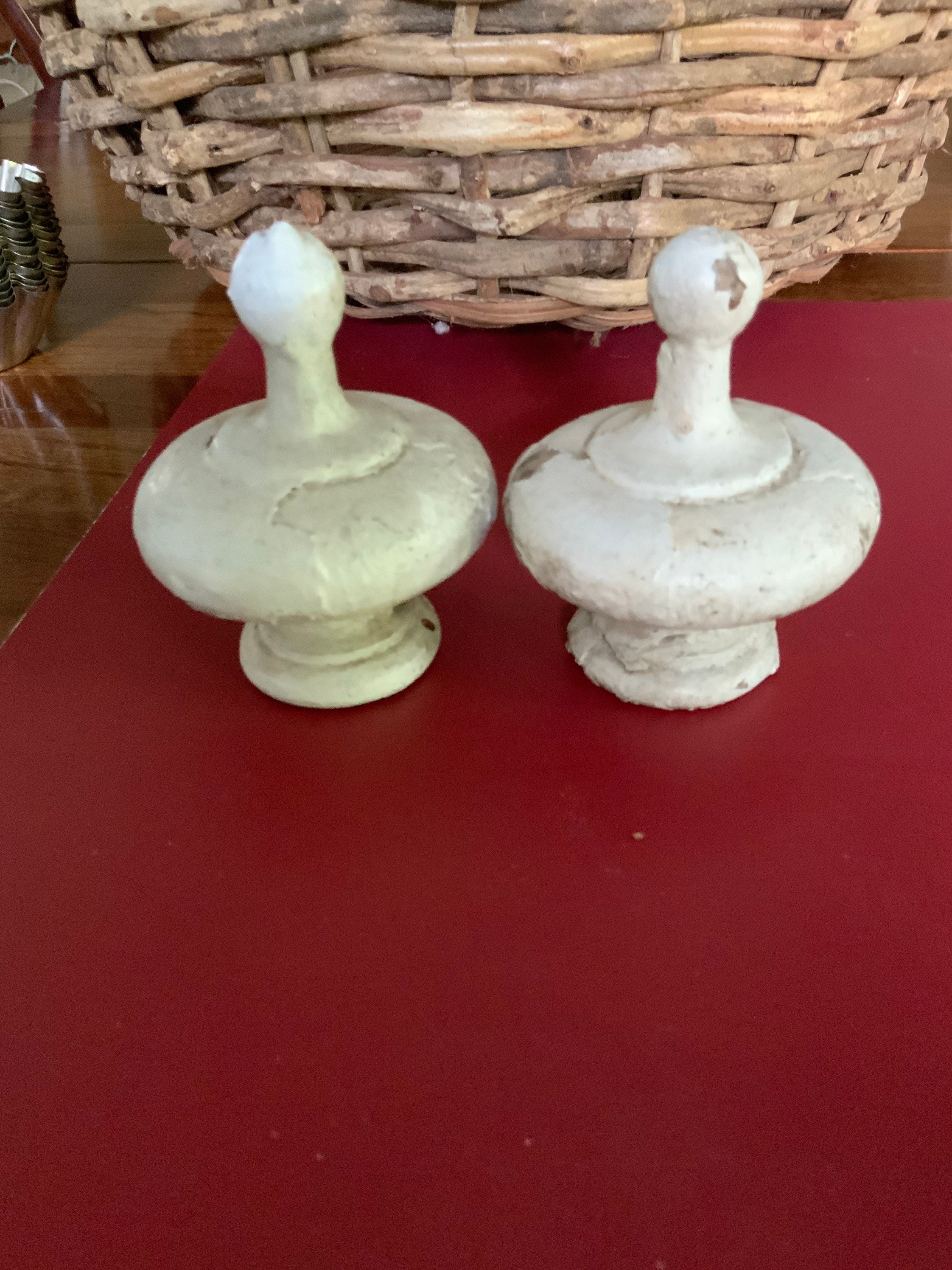 Two Vintage Antique Finials Architectural Accent Vintage Hand Turned ...