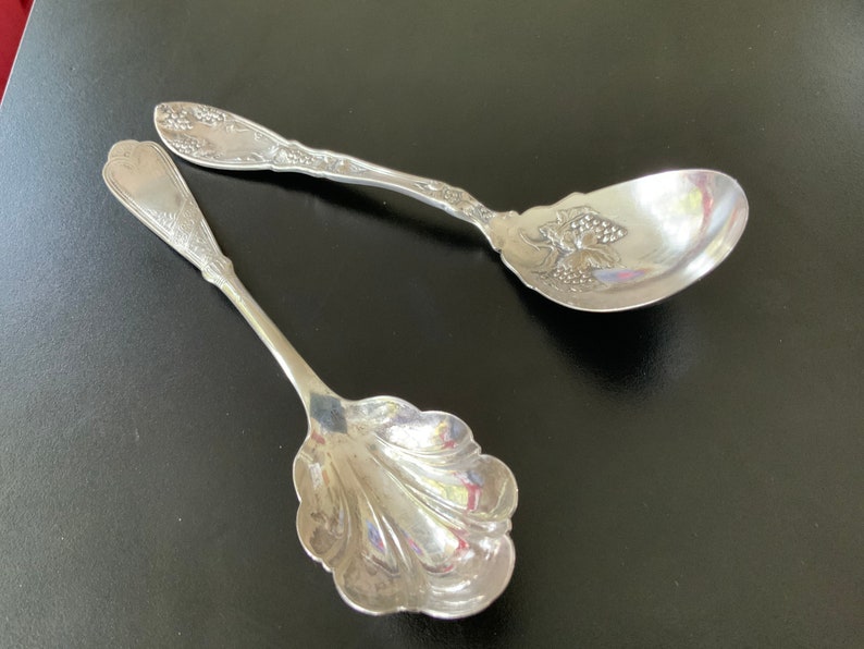 Two Vintage Victorian Ornate Sugar Shells or Small Serving Spoons ...