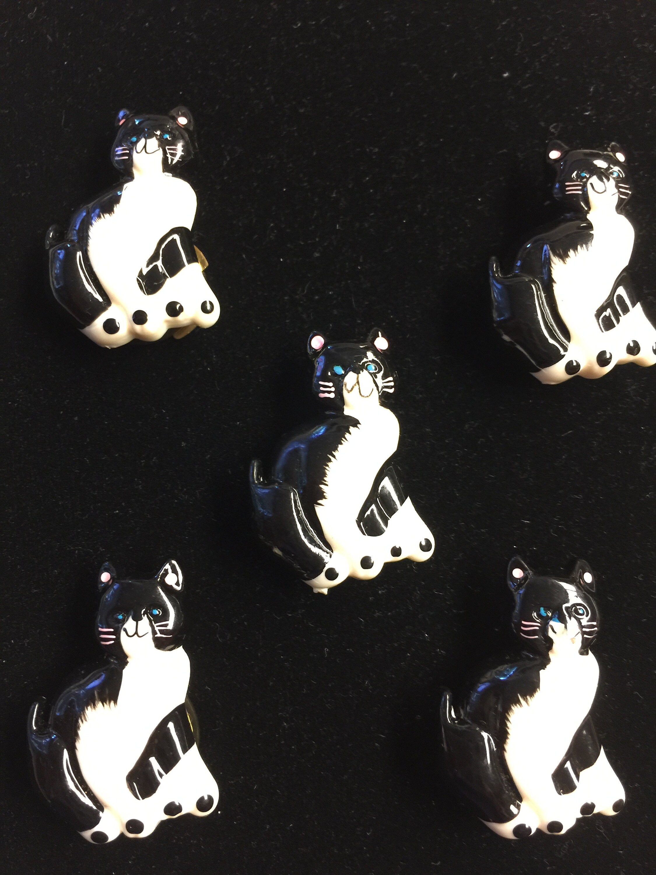Six Black and White Cat Button Covers Kitty Vintage Cat Lover - Etsy