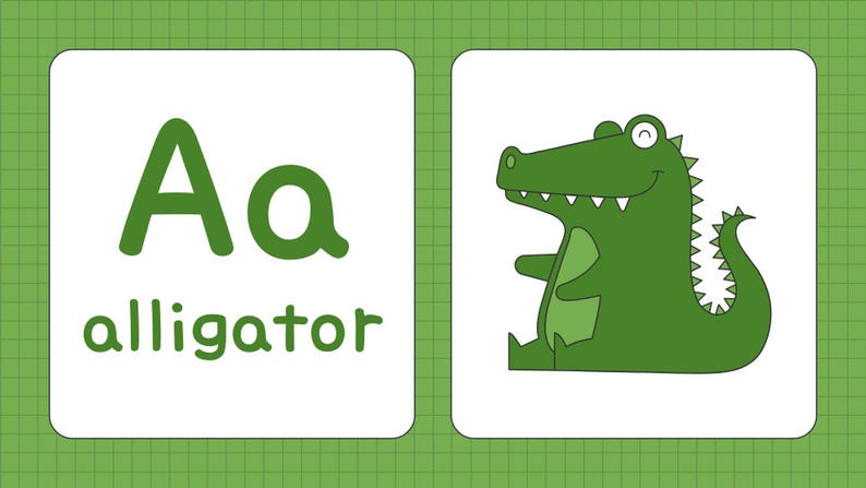 Alphabet Flashcard: Letter A Alligator – Kids Learning Play Tool - Etsy