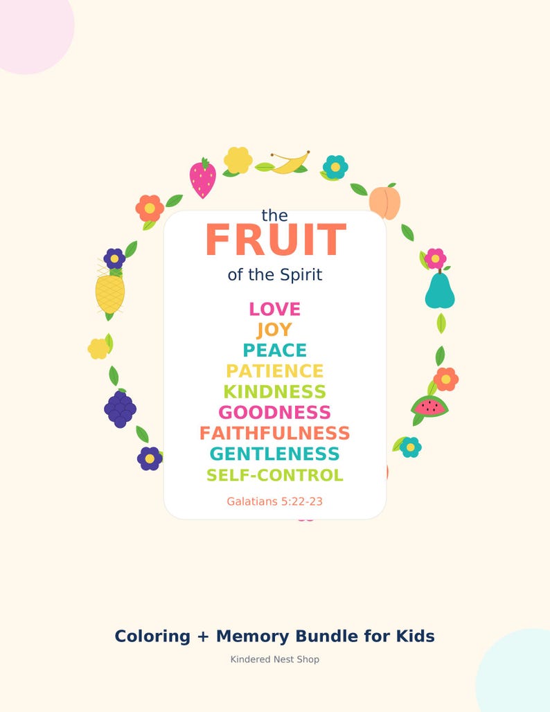 Fruits of the Spirit Coloring Pages Bundle | Bible Study Printables for ...