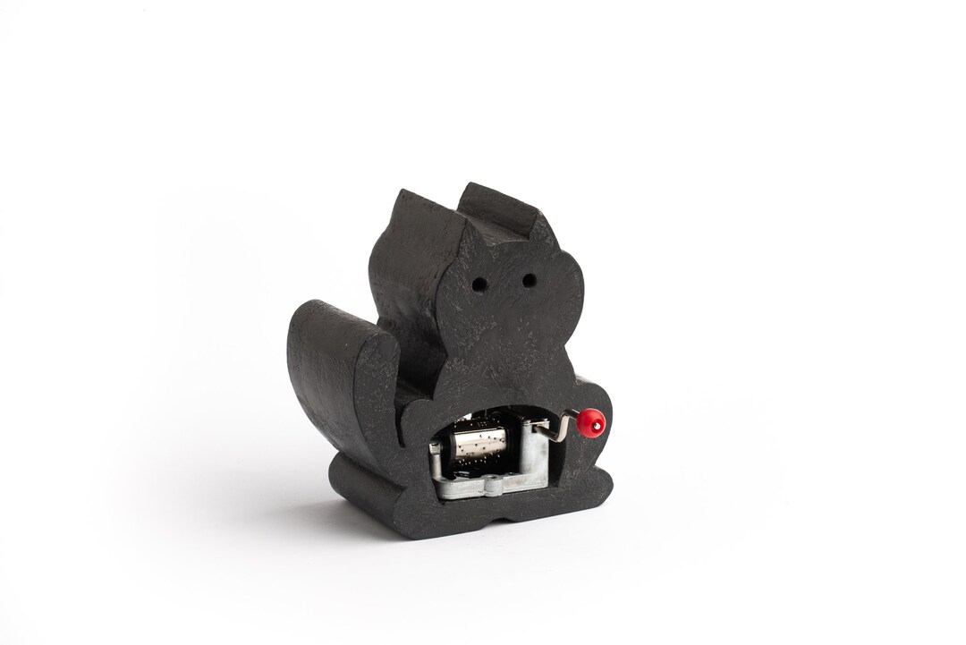 Black Cat Music Box, Handed Painted Wooden Musical Cat - Etsy