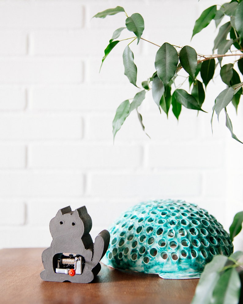 Black Cat Music Box Handed Painted Wooden Musical Cat - Etsy