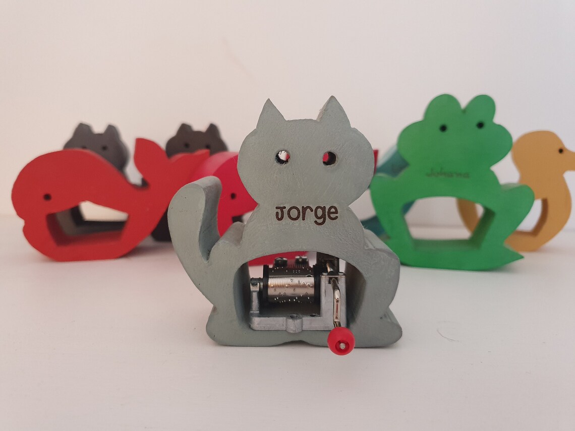 Black Cat Music Box Handed Painted Wooden Musical Cat - Etsy