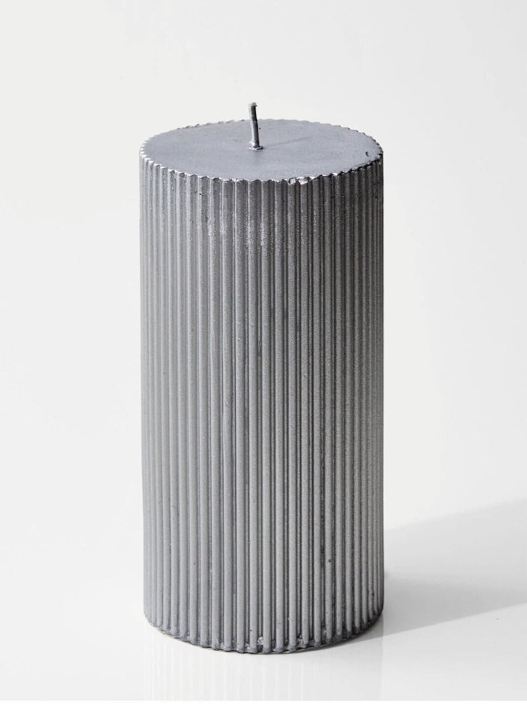 Ribbed Metallic Silver/grey Pillar Candle 3 X 6 Inch - Etsy