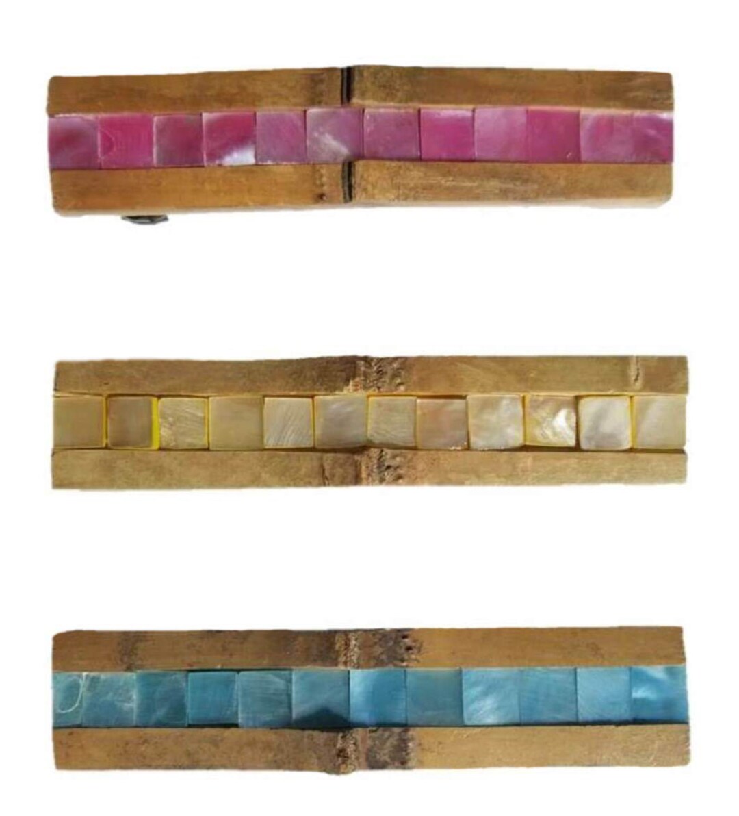 Bamboo With Shell Inlay - Bamboo Shell Inlay Hair Clip Choice of 3 ...