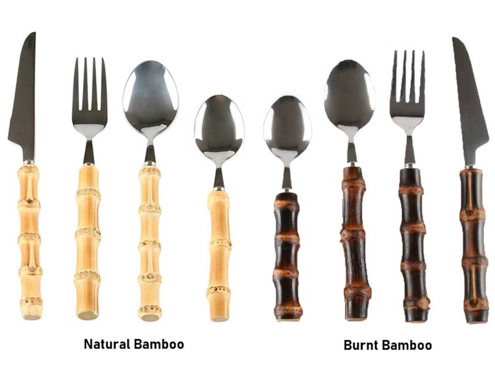 Unique Bamboo Silverware/flatware Set of 4- Island Tropical Setting- Choose From Natural Bamboo ...