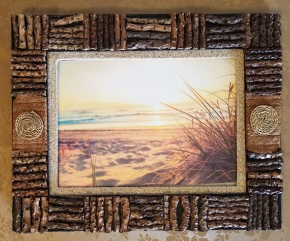 Real Coconut Fiber Twig 5x7 Photo Picture Frame Unique and | Etsy