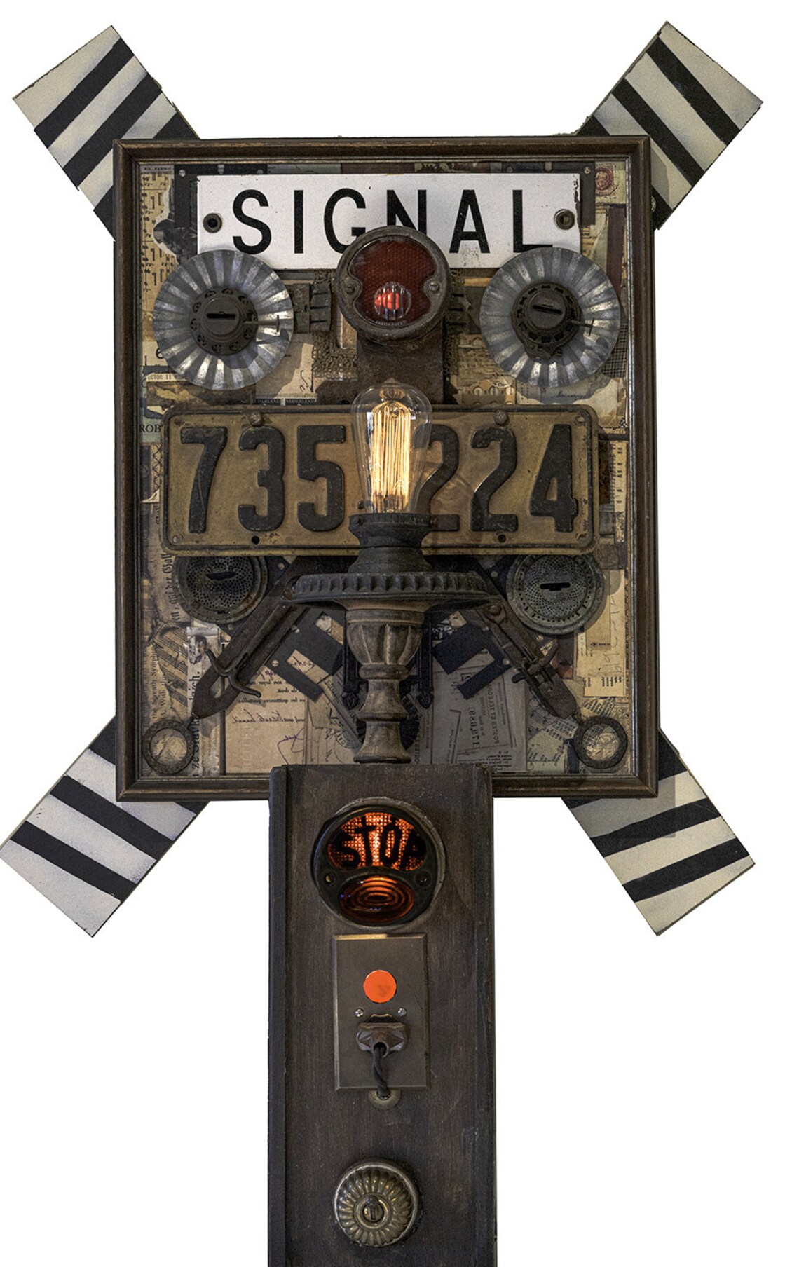 Art Assemblage of Vintage Signal Stop | Etsy