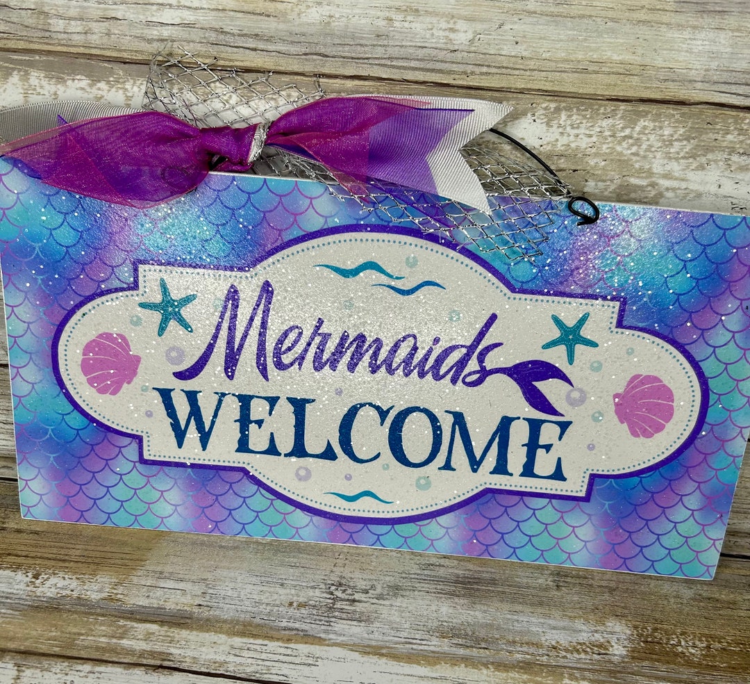 Wood Sign, Mermaid Sign, Wreath Attachment, Wreath Sign - Etsy