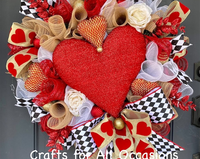 Valentines Wreath, Red Heart Decor, Valentine Decor, Love Decor, Heart ...