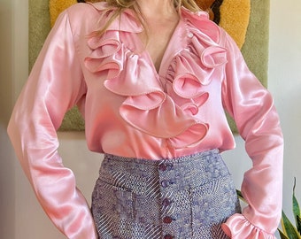 Pink Ruffle Blouse - Etsy