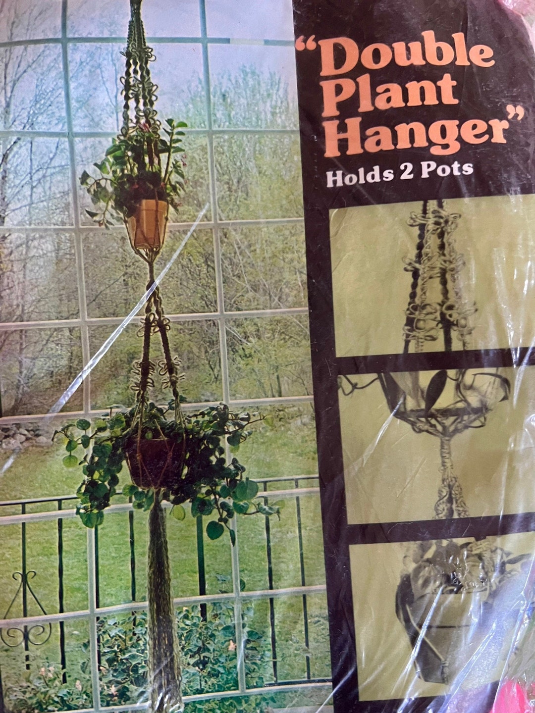 1970s Macrame Double Plant Hanger // NOS Sealed Vintage 70s Diy Plant ...