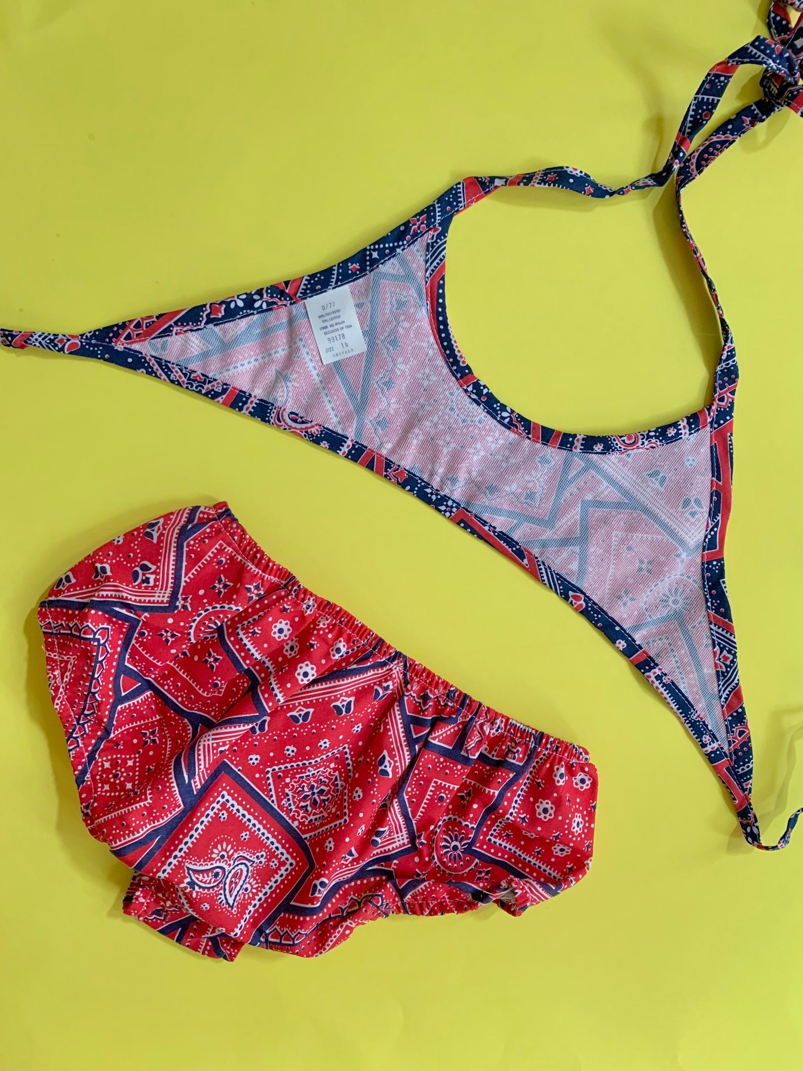 Deadstock 1970s Bandana Print Bikini // Tag Size Girls 14 // - Etsy