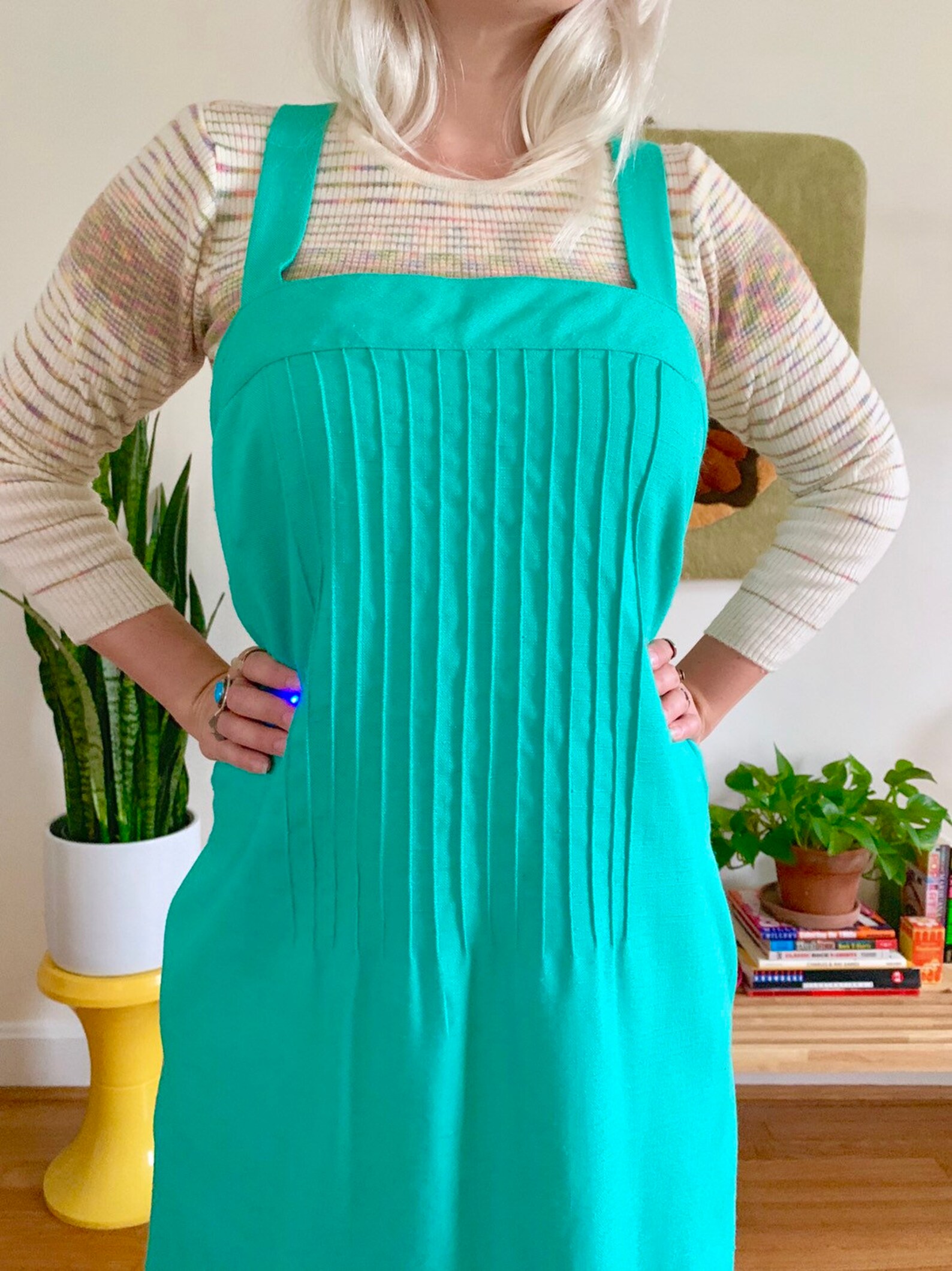 Vintage 1960s Turquoise Pinafore Dress S-M // Mod 60s 70s - Etsy